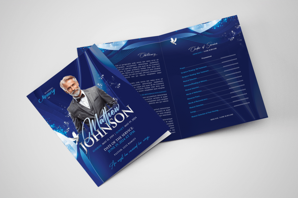Blue Legacy Funeral Program Design - Funeral Flyers