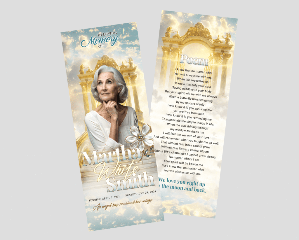 Elegant Memorial Bookmark Design – A timeless keepsake.